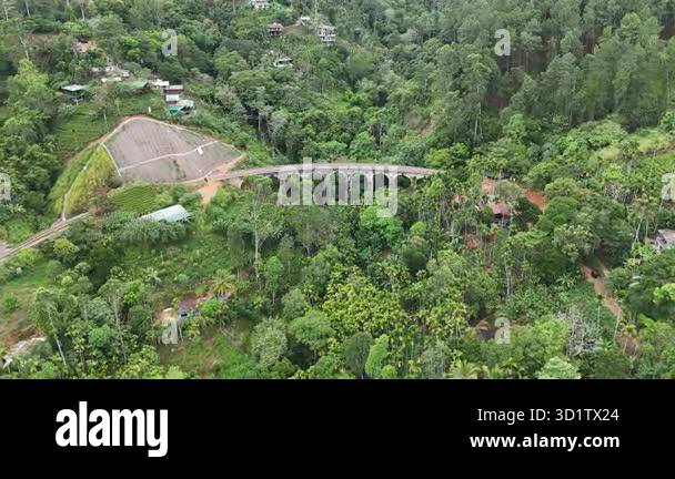 Aerial view of the famous Nine Arches Bridge in Ella, Sri Lanka ...
