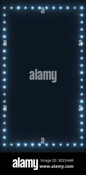 Vertical video animation of flickering glowing frame animation of blue ...