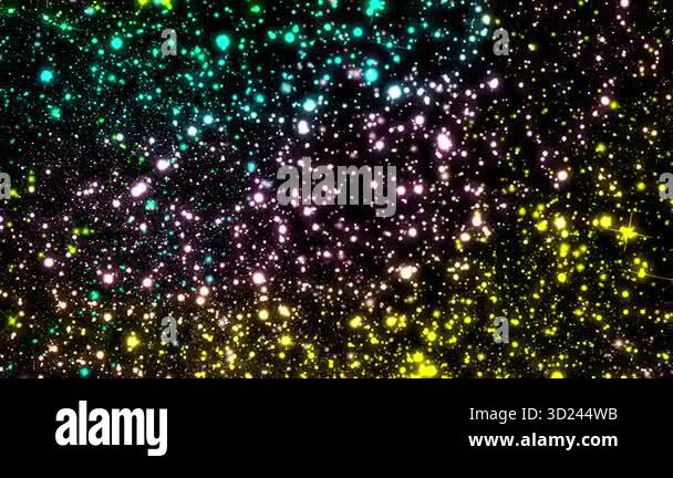 Colorful glowing stars motion graphics with plain black background ...