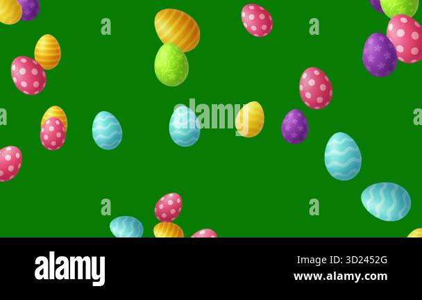 Falling colorful Easter eggs motion graphics with green screen ...