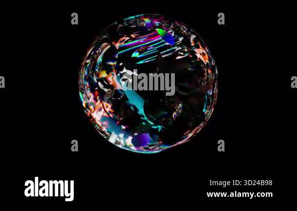 Transparent glass sphere rotating in a seamless loop with complex ...