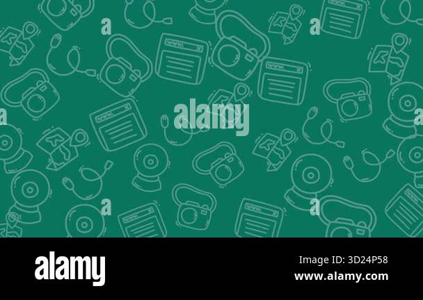 Teal background with sketched cameras and webcams, ideal for graphic ...