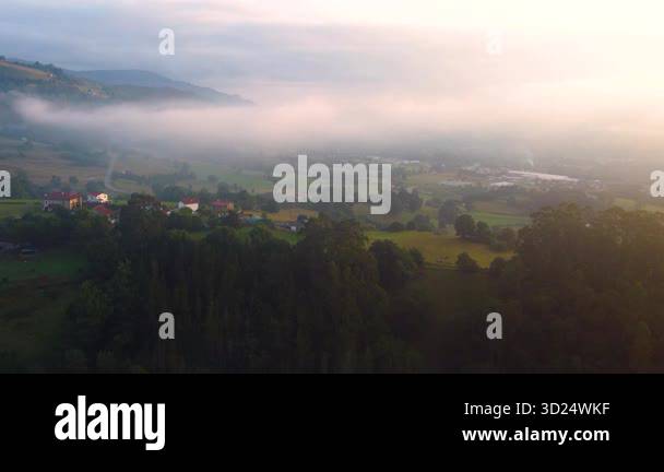 Amazing sunrise and clouds taken with drone in the mountains in ...