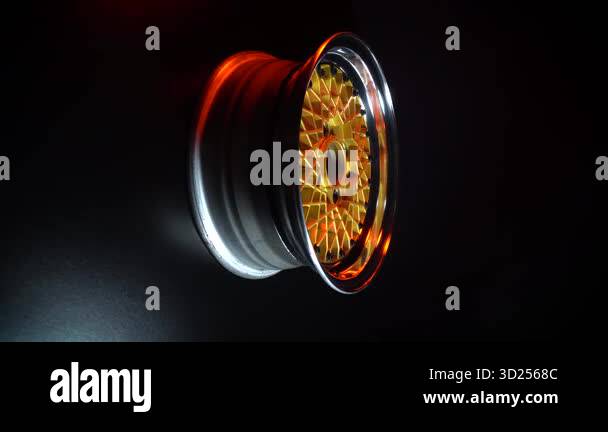 old retro stylish collapsible two-component wheels with a gold center ...