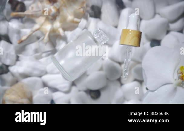 Facial pipette serum, essence cosmetic product transparent bottle lie ...