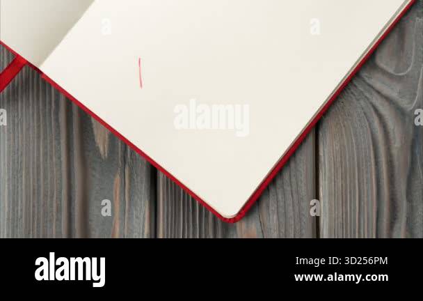 Red diary book with white paper moving to center, sign I love you ...