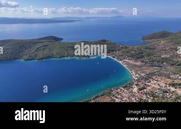 Stunning Aerial View of Milas Akbuk Bay, Turkey Stock Video Footage - Alamy