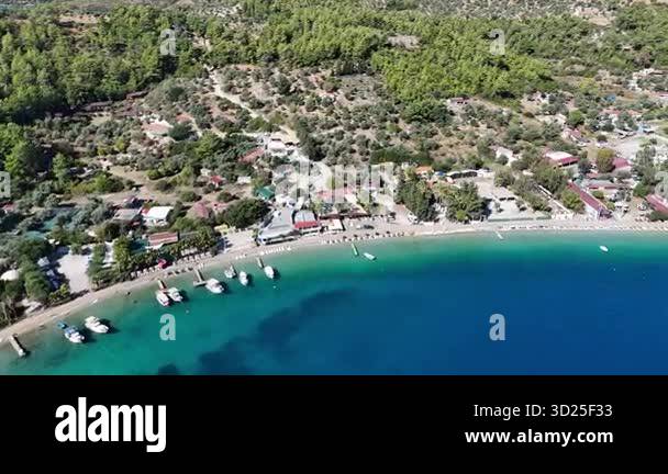 Stunning Aerial View of Milas Akbuk Bay, Turkey Stock Video Footage - Alamy
