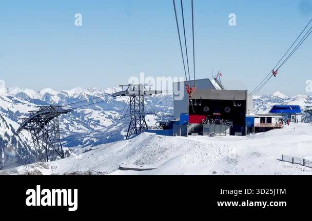 Glacier 3000, Switzerland: 15 February 2025: Glacier 3000 cable car ...