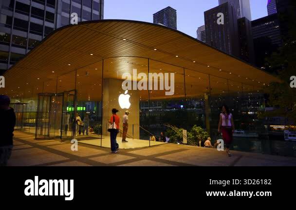 Apple store exterior and interior with modern futuristic design at the ...
