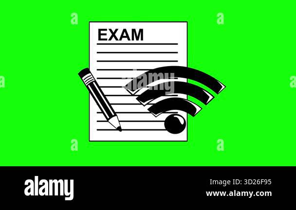 video animation drawing black and white online exam concept icon, on a ...