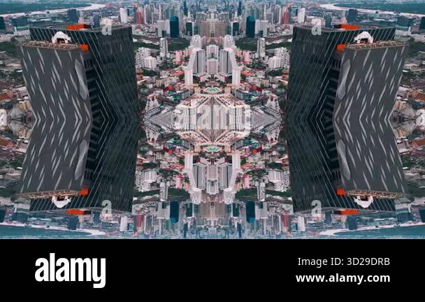 abstract technology background, mirrored fractal effect of modern ...