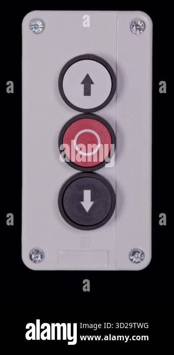 female hand pressing an industrial lift up and down button Stock Video ...