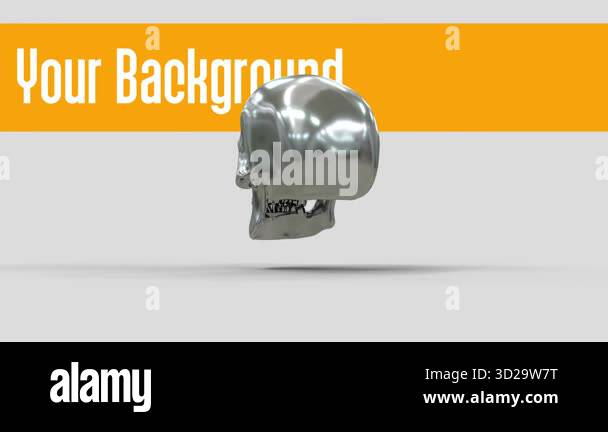 a metallic skull spinning around itself - customizable background ...