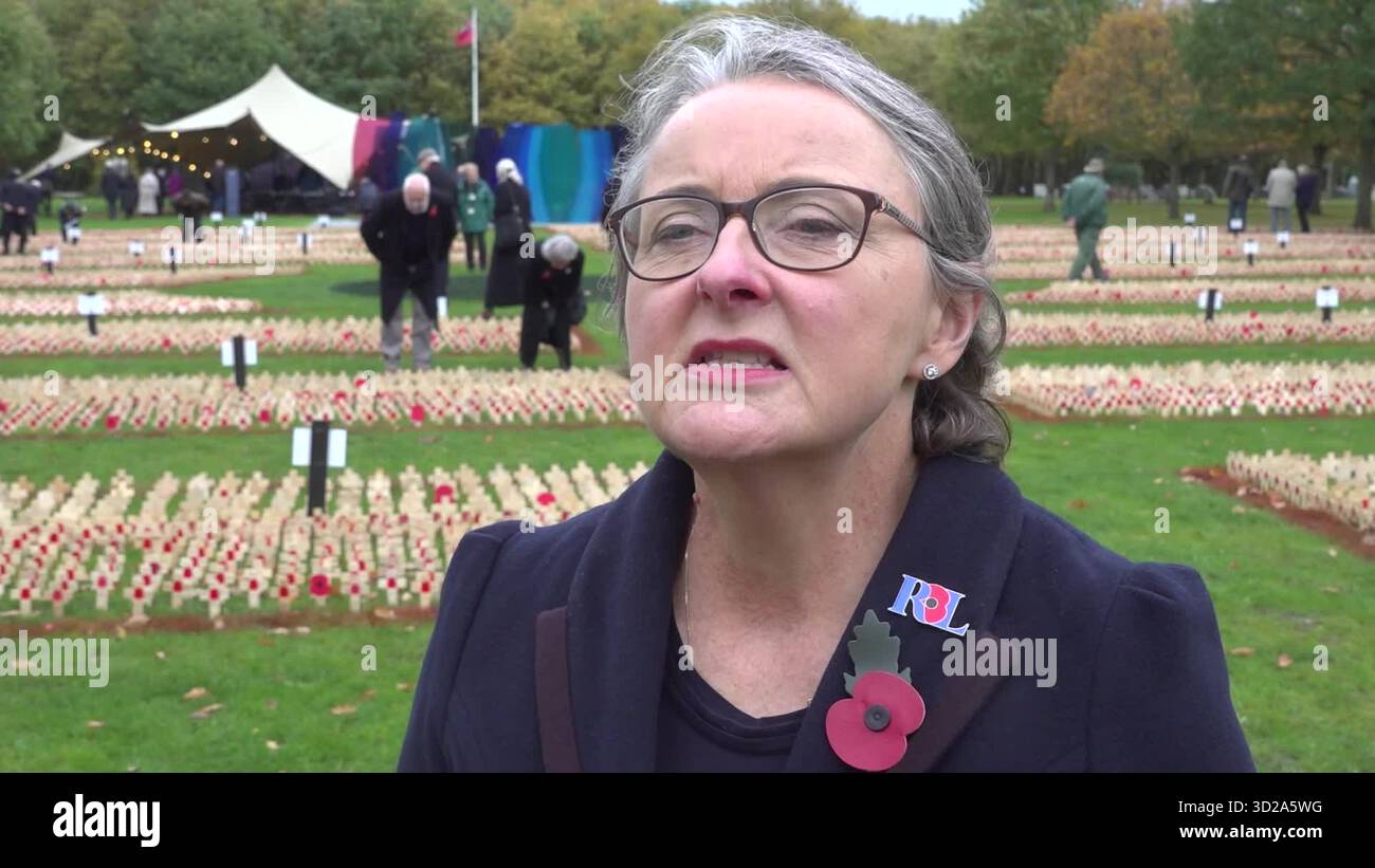Field of Remembrance opens in Staffordshire - interview Stock Video ...