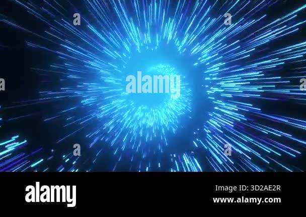 Blue glowing particle vortex with fast energy motion and depth ...