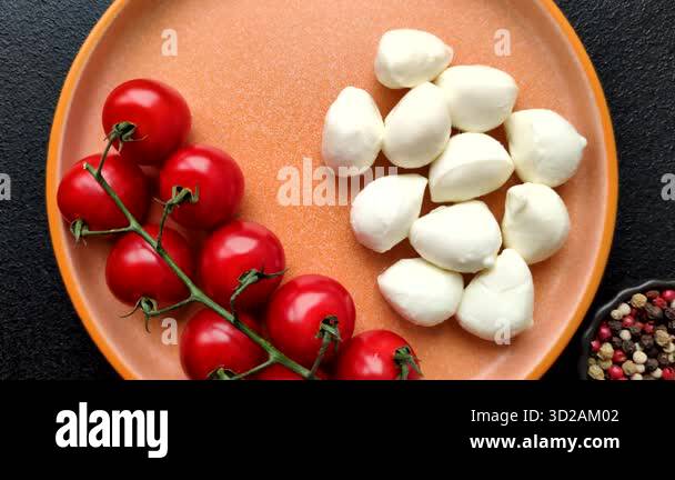 Mozzarella cheese balls, fresh white mini slices for Mediterranean food ...