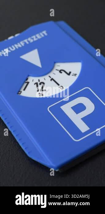 A parking disc, permit, or ticket for measuring time and paying ...