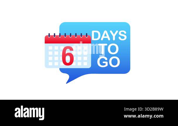 Animated Countdown Timer with Six Days Remaining on White and Green ...