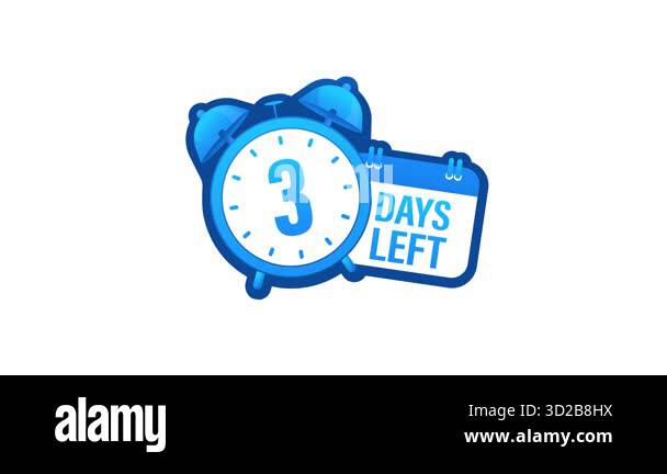 Countdown animation with a blue alarm clock and a calendar showing ...