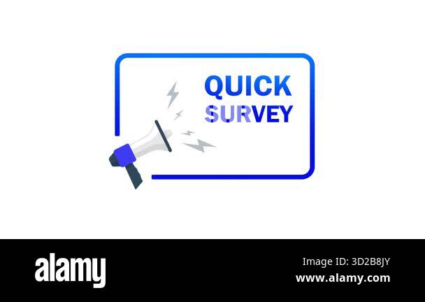 Animated quick survey announcement with megaphone and text inside a ...