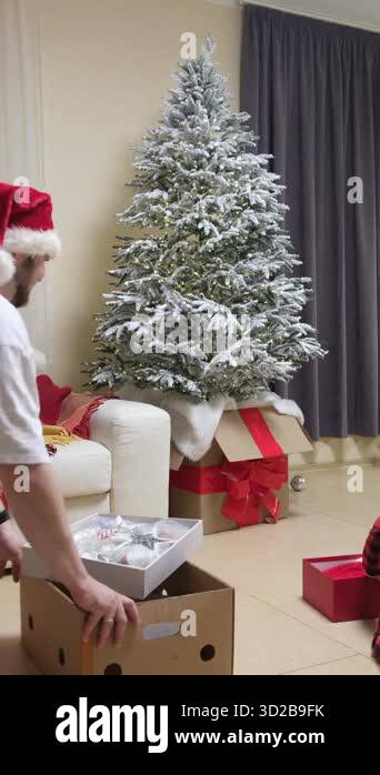 Cute Moment Family Decorating Christmas Tree Together Stock Video ...