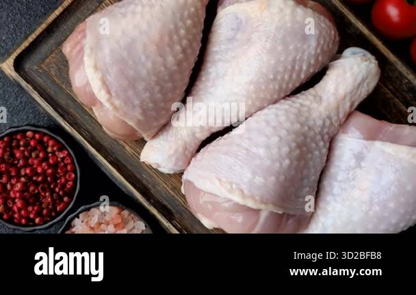 Raw chicken legs, poultry meat on the bone for barbecue. Chicken legs ...