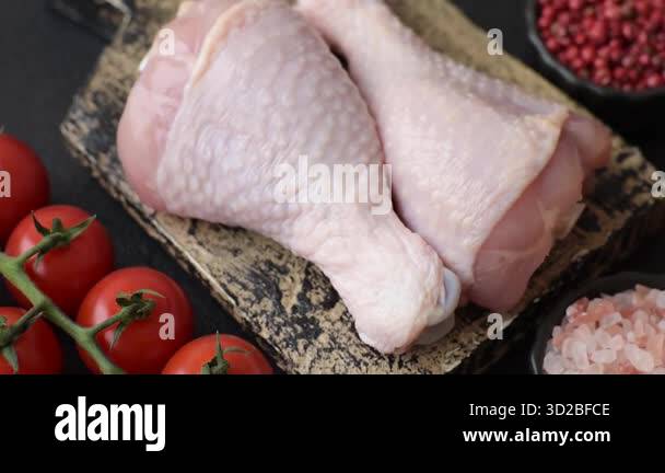 Raw chicken legs, poultry meat on the bone for barbecue. Chicken legs ...