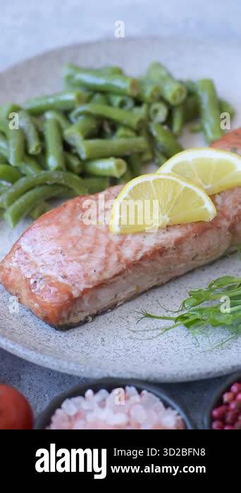 Fish, grilled salmon fillet, healthy food, seafood. Grilled salmon ...