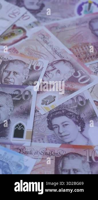 Britain paper money, pound sterling, cash banknotes for financial ...