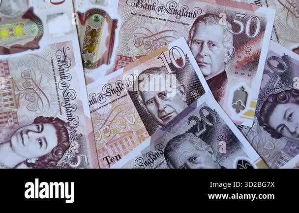 Britain paper money, pound sterling, cash banknotes for financial ...