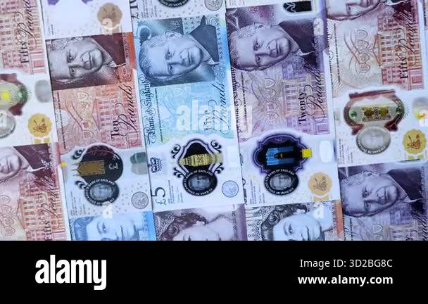 Britain paper money, pound sterling, cash banknotes for financial ...