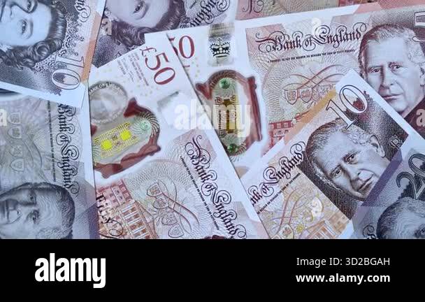 Britain paper money, pound sterling, cash banknotes for financial ...