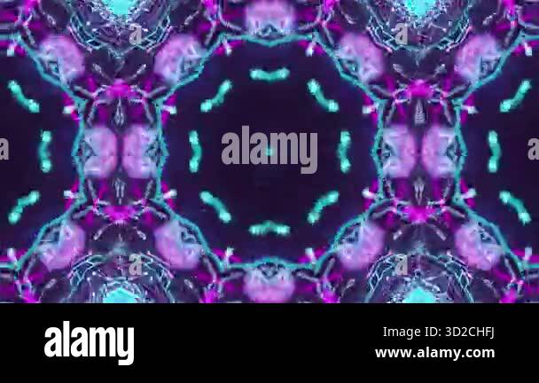 Abstract Geometric Kaleidoscope with Neon Lines and Purple and Teal ...