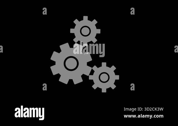 3 Rotating Gears Animation. Mechanical Motion, Engineering Concept ...