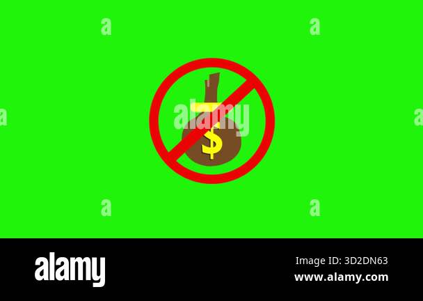 No Money Symbol Animation with Green Screen Background Financial ...