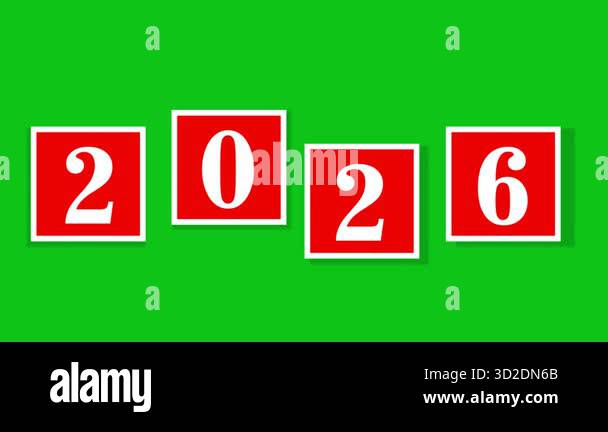 Animated 2026 Countdown on Green Screen Background HD Motion Graphic ...