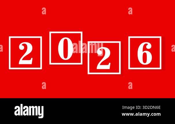 Animated 2026 Countdown on Red Background Futuristic New Year Motion ...
