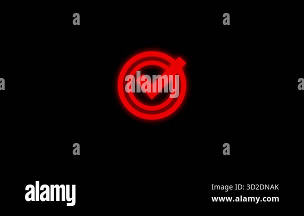 Red Glowing Check Mark Animation Neon Approved Symbol Design Stock ...