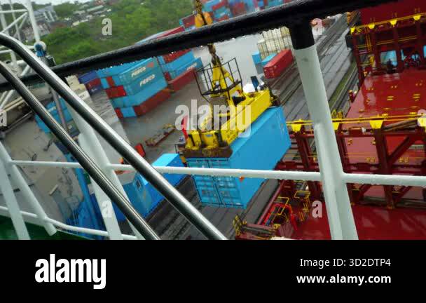 ALMATY, KAZAKHSTAN - SEPTEMBER 29 2025: Massive container descends from ...