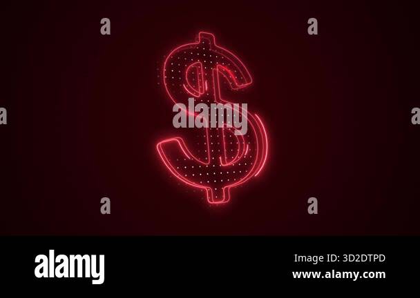 3D Moving Neon Red Dollar Sign Outline Loop Background Stock Video ...