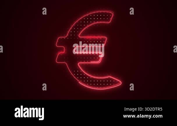 3D Moving Neon Red Euro Sign Outline Loop Background Stock Video ...