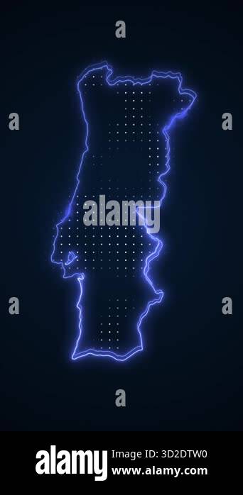Vertical Neon Blue Portugal Map Borders Outline Loop Background Stock ...
