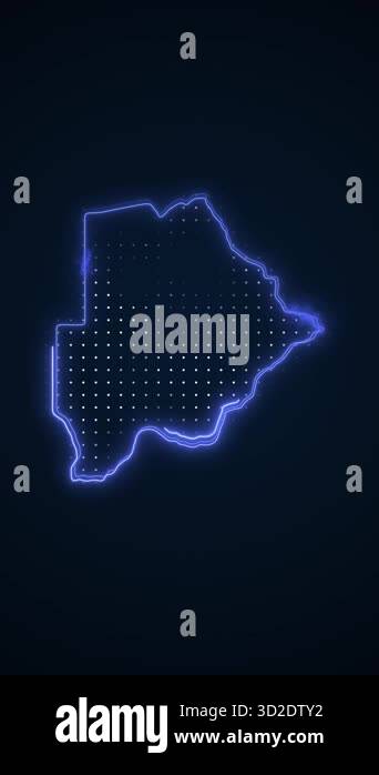 Vertical Neon Blue Botswana Map Borders Outline Loop Background Stock ...