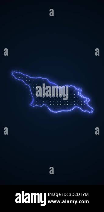 Vertical Neon Blue Georgia Map Borders Outline Loop Background Stock ...