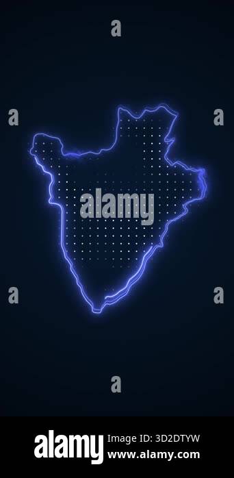 Vertical Neon Blue Burundi Map Borders Outline Loop Background Stock ...
