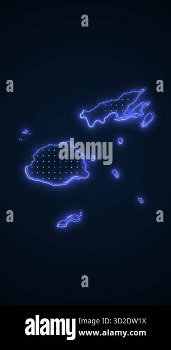 Vertical Neon Blue Fiji Map Borders Outline Loop Background Stock Video ...