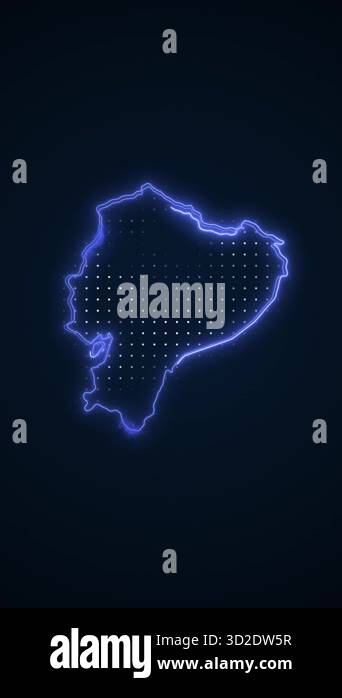 Vertical Neon Blue Ecuador Map Borders Outline Loop Background Stock ...