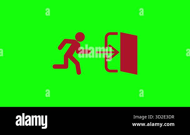 Emergency Exit Sign Animation on Green Screen Background Stock Video ...