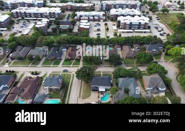 Integrated housing density large suburban homes, backyard pools, mature ...